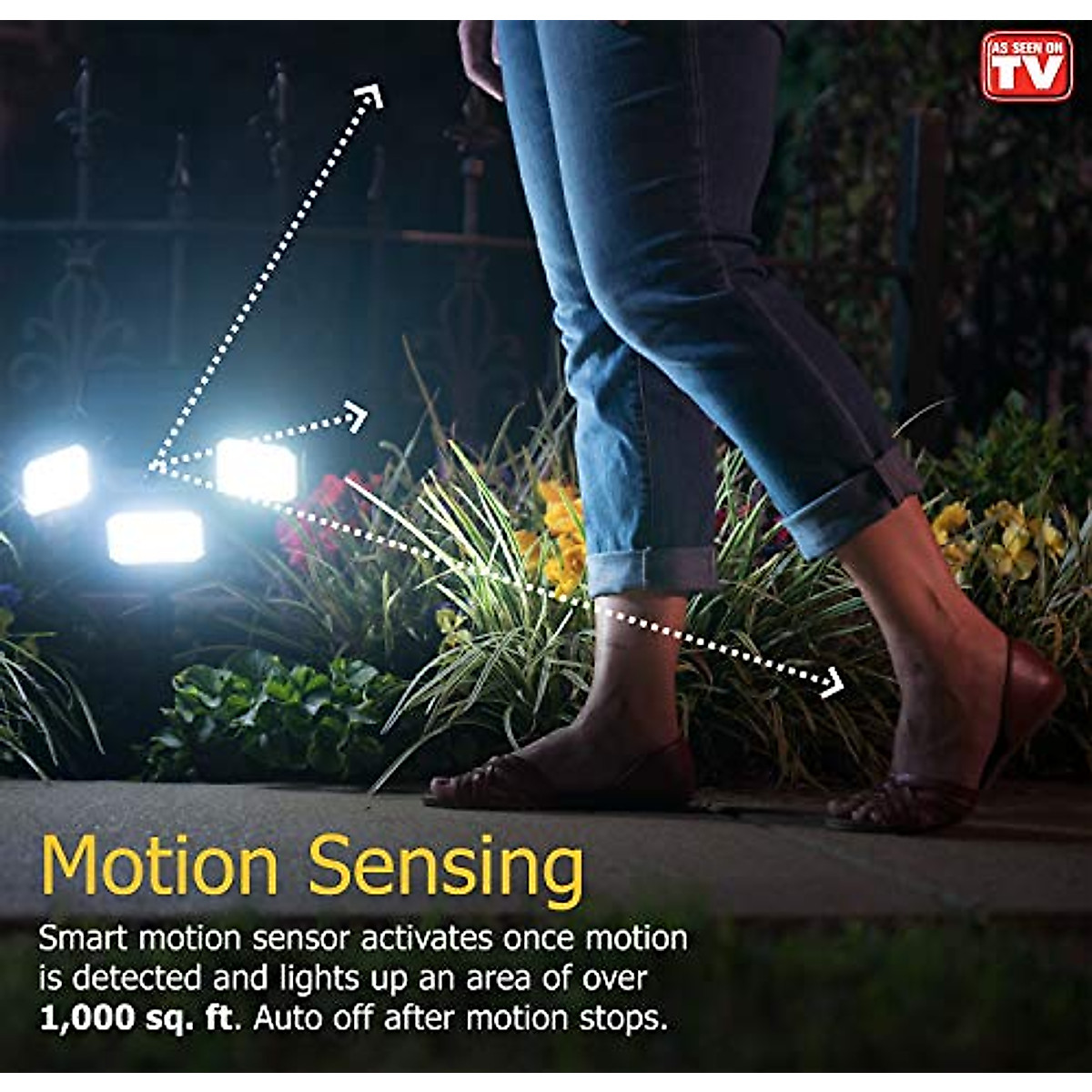 Bell+Howell Bionic Floodlight White Solar Lights Outdoor Motion Sensor LED Outdoor Lights Swiveling Light 108 High Power LED Bulbs in Adjustable Panels Waterproof for Garden Patio As Seen On TV