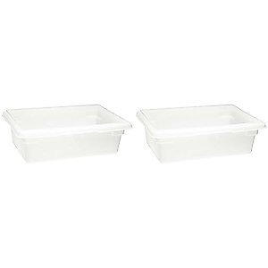 Rubbermaid Commercial Products (FG350900WHT) Food Storage Box/Tote for Restaurant/Kitchen/Cafeteria, 3.5 Gallon, White (Pack of 2)