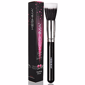 Keshima Duo-Fiber Stippling Brush - Premium Stipple Brush for Powder and Liquid Makeup Foundation