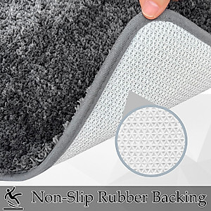3 Piece Bathroom Rugs-Extra Soft and Absorbent Microfiber Bath Rugs, Non-Slip Plush Shaggy Luxury Mat with Rubber Backing, Machine Wash Dry, Bath Mats for Bathroom Floor, Tub and Shower, Deep Grey