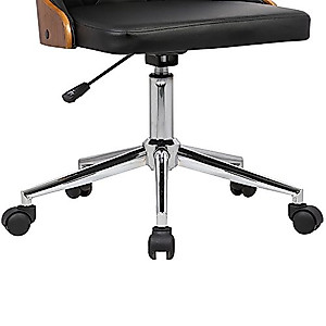 Armen Living Diamond Office Chair in Black Faux Leather and Chrome Finish