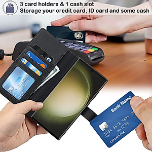 Ｈａｖａｙａ for Samsung Galaxy S23 Ultra Case Wallet magsafe Compatible Galaxy S23 Ultra Wallet case with Card Holder Detachable Magnetic flip Leather Cover for Men and Women-Black