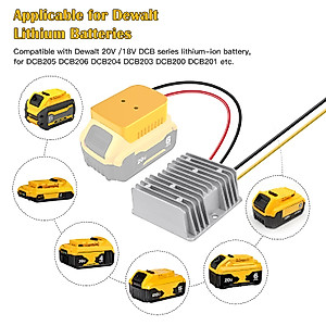 20V to 12V Step Down Converter Aadpter for Dewalt 20V Battery DC Voltage Regulator 15A MAX 180W Inverter Automatic Buck Converter Power Wheels Aadpter with Upgraded Low Voltage Protection and Switch