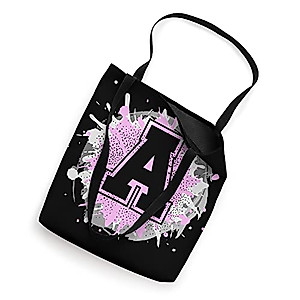 Pink Baseball Letter A Varsity Alphabet Initials Names With Tote Bag