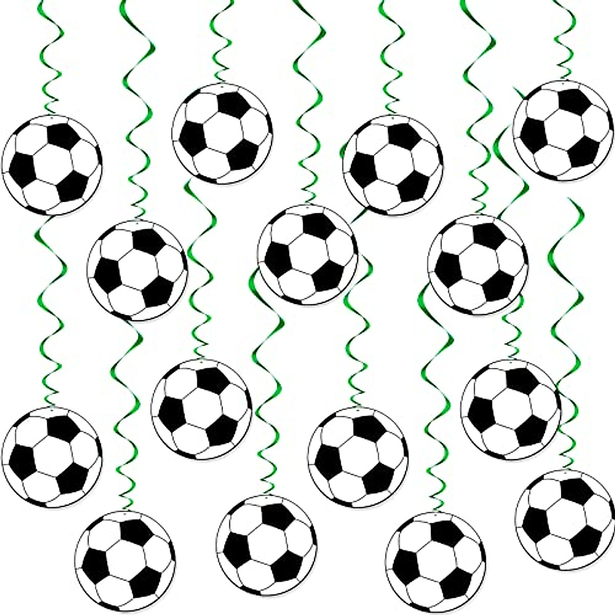30 Pcs Soccer Ball Hanging Swirls Soccer Party Decorations Soccer Garland Soccer Party Supplies for Boys Kids Birthday Baby Shower Sports Themed Party Decoration