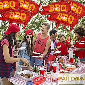 6 Pieces BBQ balloon Pig Shaped BBQ Mylar Foil Balloons for Birthday Barbecue Picnic Cookout Fast Food Snacks Party Decoration Birthday Baby Shower Party Decorations Supplies