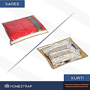 HomeStrap 24 Piece Fabric Saree Cover, Large- Beige