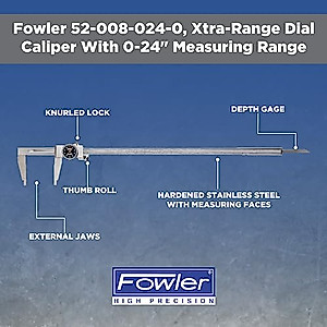 Fowler 52-008-024-0, Xtra-Range Dial Caliper With 0-24" Measuring Range, Black