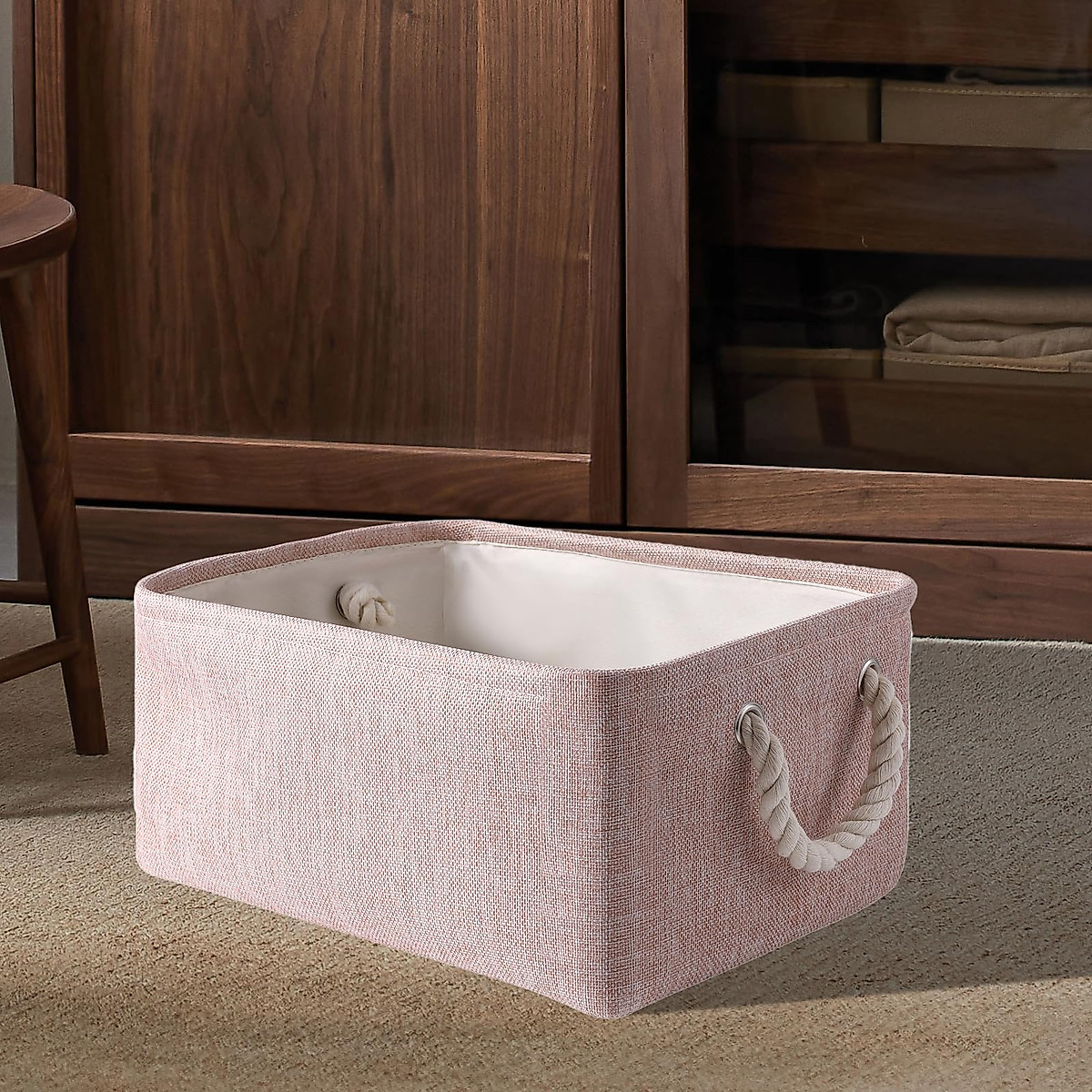 SAMORADREA Storage Basket Bins 9 Pack Decorative Baskets Bulk Storage Baskets Cubes Containers with 2/Handles for Clothes Storage, Books, Home, Office, Garage, Bedroom, (Black/Pink/Brown)