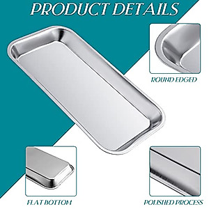 12 Pieces Small Metal Tray Procedure Trays Lab Instrument Tools Medical Tray Small Dental Tray Stainless Steel Mini Surgical Instruments Tool for Lab Dental Piercing Organizer, 8.9 x 4.6 x 0.8 Inch