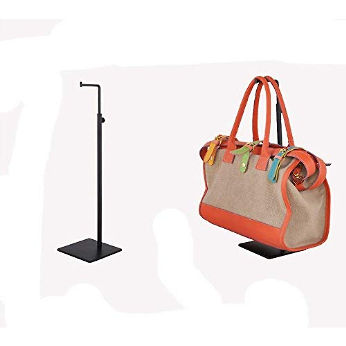 Adjustable Metal Handbag Rack Tabletop Handbag Purse Display Stand Single Hook Bag Stand Holder (Black)