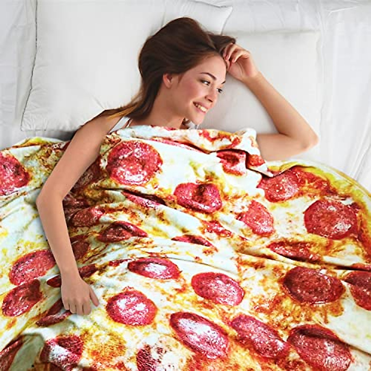 moonysweet Pizza Blanket for Adult and Kids Novelty Food Blanket Adult Size Funny Realistic Throw Blanket Fuzzy Fleece Blanket Flannel Gift for Teens Boys and Girls 60 inches