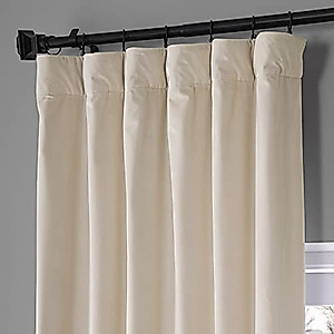 HPD HALF PRICE DRAPES Blackout Solid Thermal Insulated Window Curtain 50 X 96 Signature Plush Velvet Curtains for Bedroom & Living Room (1 Panel), VPYC-SBO198593-96, Diva Cream