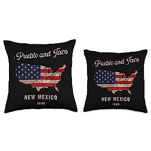 USA Classic Grunge Map Retro Apparel Pueblo and Taos, New Mexico Throw Pillow, 18x18, Multicolor