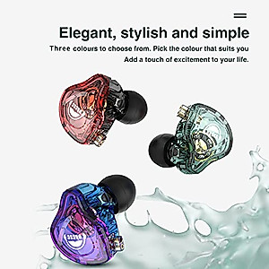 in Ear Monitor Earphones 10mm Dynamic Hybrid Wired Earbuds IEM Earphones with 2 Pin Cable Improve Music Quality HiFi Stereo Earbuds Fashion Noise-Isolating Earbuds for Gaming & Music Red with Mic
