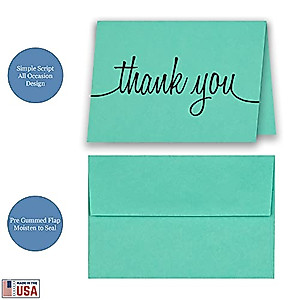 Thank You Note Cards & Envelopes - 25 cards and envelopes - Small Note Cards (Blue Raspberry (Aqua))