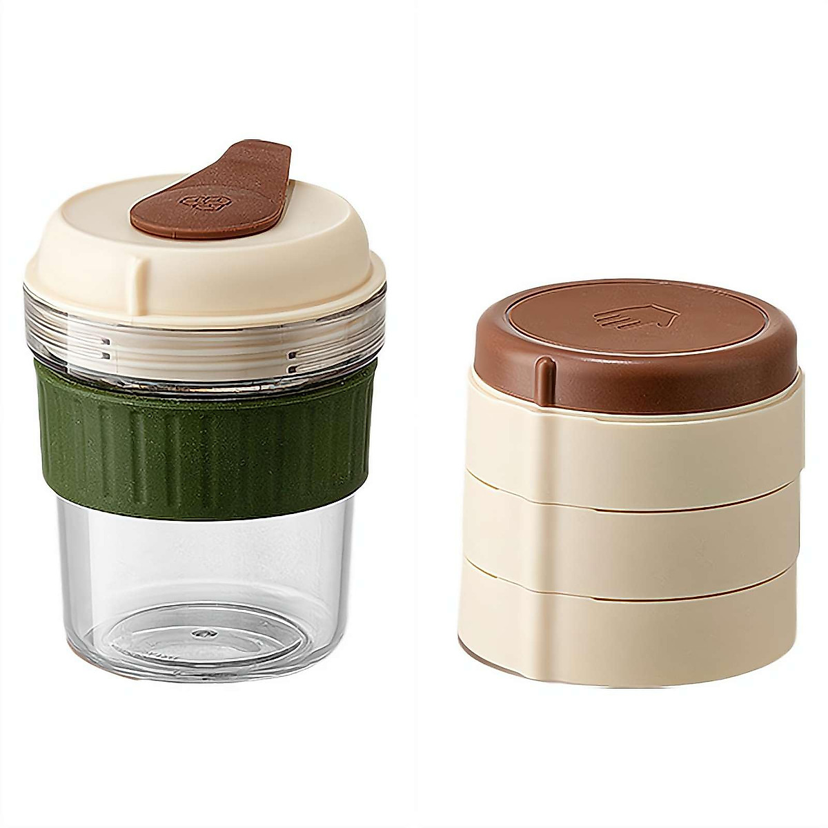 Insulated Reusable Iced Coffee Cup,Portable Insulated Tea Iced Cup Maker with Airtight Lid,Leakproof Drinking Tumbler, Dishwasher Safe, Reusable Bottle for Soda Beer Water (3 ice Cubes)