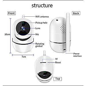 EGGVU Smart Baby Monitor WiFi, Indoor Enhanced Security Camera 1080P, 360° Rotation with Remote Pan-Tilt-Zoom, Two-Way Audio, Auto Night Vision, Elderly and Pet Monitoring, White