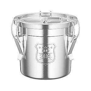 LINISHOP 304 Stainless Steel Airtight Canister Airtight Cereal Container Food Storage Container Metal Kitchen Rice Flour Milk Storage Bucket Silver New (6L)