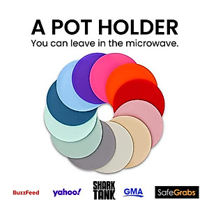 Safe Grabs: Multi-Purpose Silicone Original Microwave Mat as Seen on Shark Tank | Splatter Guard, Trivet, Hot Pad, Pot Holder, Minimize Mess (BPA Free, Heat Resistant, Dishwasher Safe), Set of 2, Mist