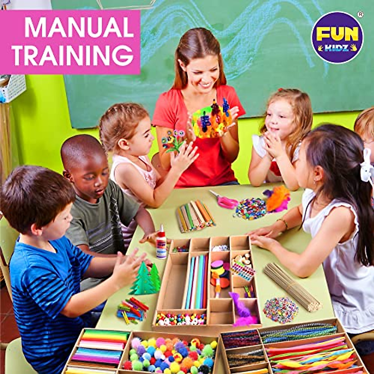 3 Layers Jumbo Arts and Crafts Supplies Warehouse, DevelopeByPlay 1600+ Premium Huge Ultimate Craft Materials Kit for Kids 4-8 Big Creative Activities Gift Large Stuff for Girls and Boys, 17.91Wx12.4L