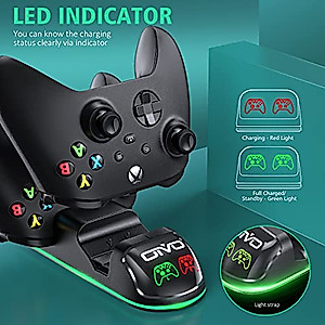 OIVO XSX Controller Charger Station with 2 Packs 3360mWh Rechargeable Battery for Xbox Series X/S/One/Elite/Core Controller, Charging Dock with 4 Packs Covers