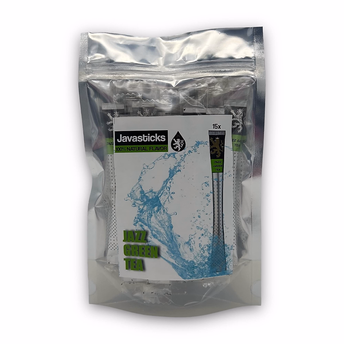 Jazz Green Tea – 100% Raw Jazz Green Tea | True Green Tea | Tea Sticks - No Artificial Flavors, Easy To Use, No Spoon Needed, Positively Charged Tea, Perfect Addition For Your Water Cooler At Work / 15 Sticks