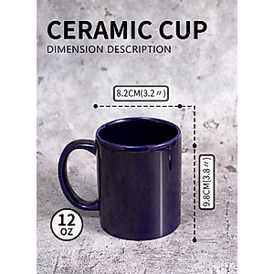 Bycnzb 12oz coffee mug set of 6 Coffee Mugs for Coffee, Tea, Cocoa, Milk（cobalto）