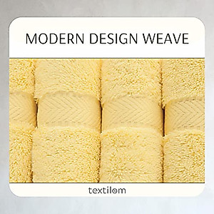 TEXTILOM 100% Turkish Cotton 6 Pcs Bath Towel Set, Luxury Bath Towels for Bathroom, Soft & Absorbent Bathroom Towels Set (2 Bath Towels, 2 Hand Towels, 2 Washcloths)- Yellow