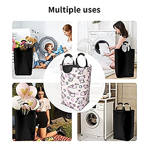 Folding Laundry Basket Cute Axolotls Portable Washing Bin Waterproof Collapsible Laundry Bag 50L Large Clothes Storage Hamper with Handle for Bathroom Bedroom