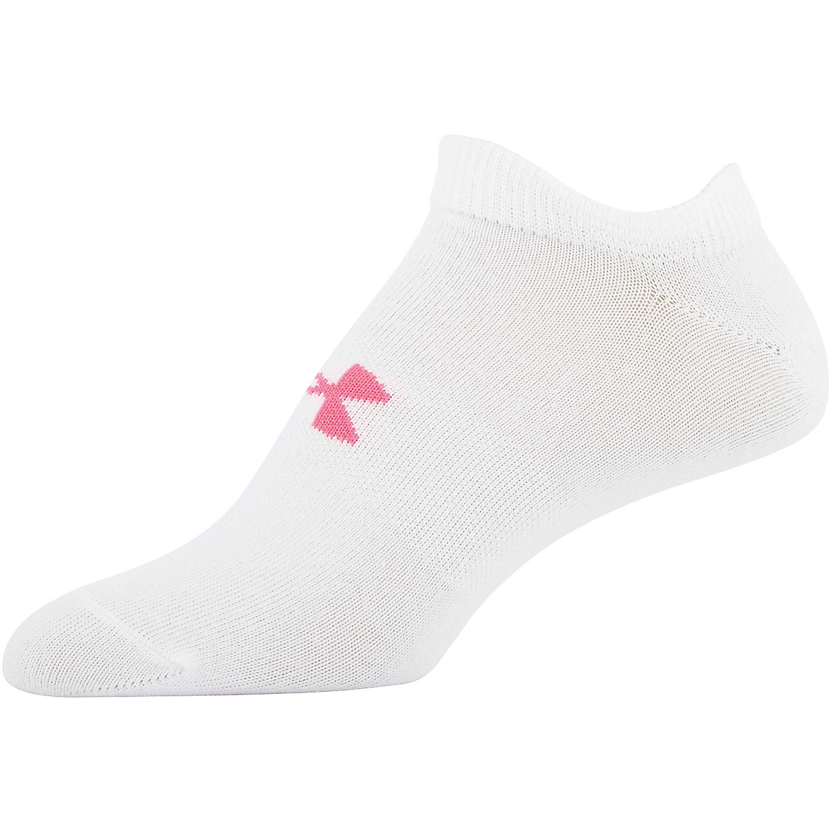 Under Armour Women's Essential 2.0 Lightweight No Show Socks, 6-Pairs, White/Cerise Assorted, Medium