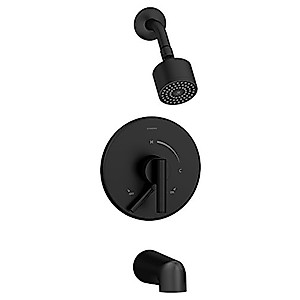 Symmons S-3502-CYL-B-MB-1.5-TRM Dia Single Handle 1-Spray Tub and Shower Faucet Trim with Brass Escutcheon in Matte Black - 1.5 GPM (Valve Not Included)