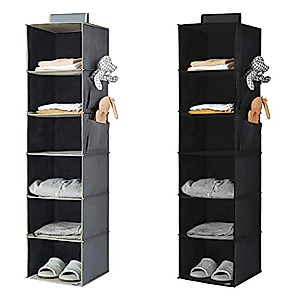 YOUDENOVA Hanging Closet Organizers and Storage, 6-Shelf Closet Hanging Storage Shelves