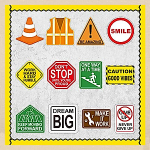 42 Pcs Construction Bulletin Board Set Under Construction Positive Sayings Accents Cutouts Signs for Classroom Learning Zone Kid's Room Decor