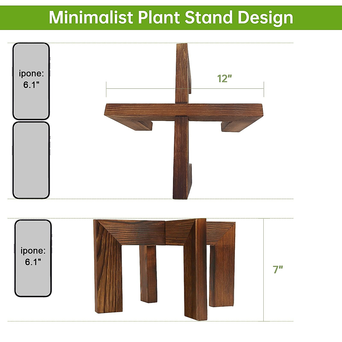 hismocal Wood Plant Stand Indoor/Outdoor for Plants, Large Size Planter Stand Holder,Sturdy and Stable Flower Pot Stand,Fits Most Size Flower Pots In Room(1 Pack)