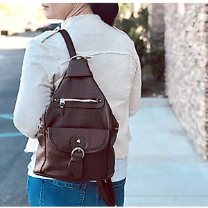 Roma Leathers Concealment Backpack - Premium Brown Cowhide Leather - Dual Entry Gun Compartment - YKK Locks - Metal Zippers - Convertible Straps - Multi Pocket Shoulder Bag - Designed in the U.S.A.