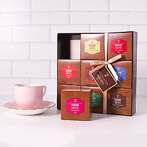 Coffee Gift Set - 9 Assorted Gourmet Ground Flavours Including French Vanilla Mocha, Perfect Gifts For Coffee Lovers