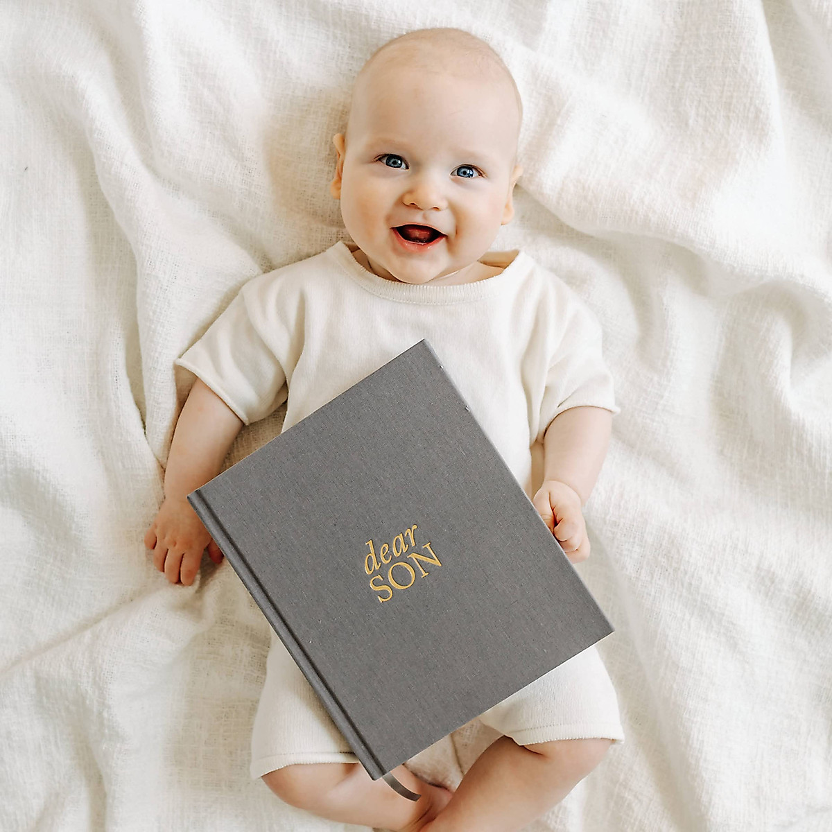 Duncan & Stone Baby Memory Book, Grey, 230 Pages, Prompted Journal for 18 Years