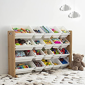 Humble Crew Toy Organizer with 20 Storage Bins, Natural/White