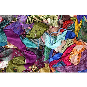 100g Silk Fabric Scraps, Recycled, Upcycled, Waste Remnants, Mystery Bag Lot, Mixed Fabric, Silk for Nuno