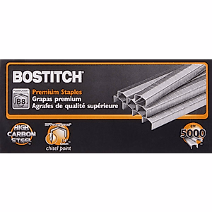 Bostitch Office B8 PowerCrown Premium Staples, 0.25 Inch Leg, Full-Strip (STCR21151/4), silver