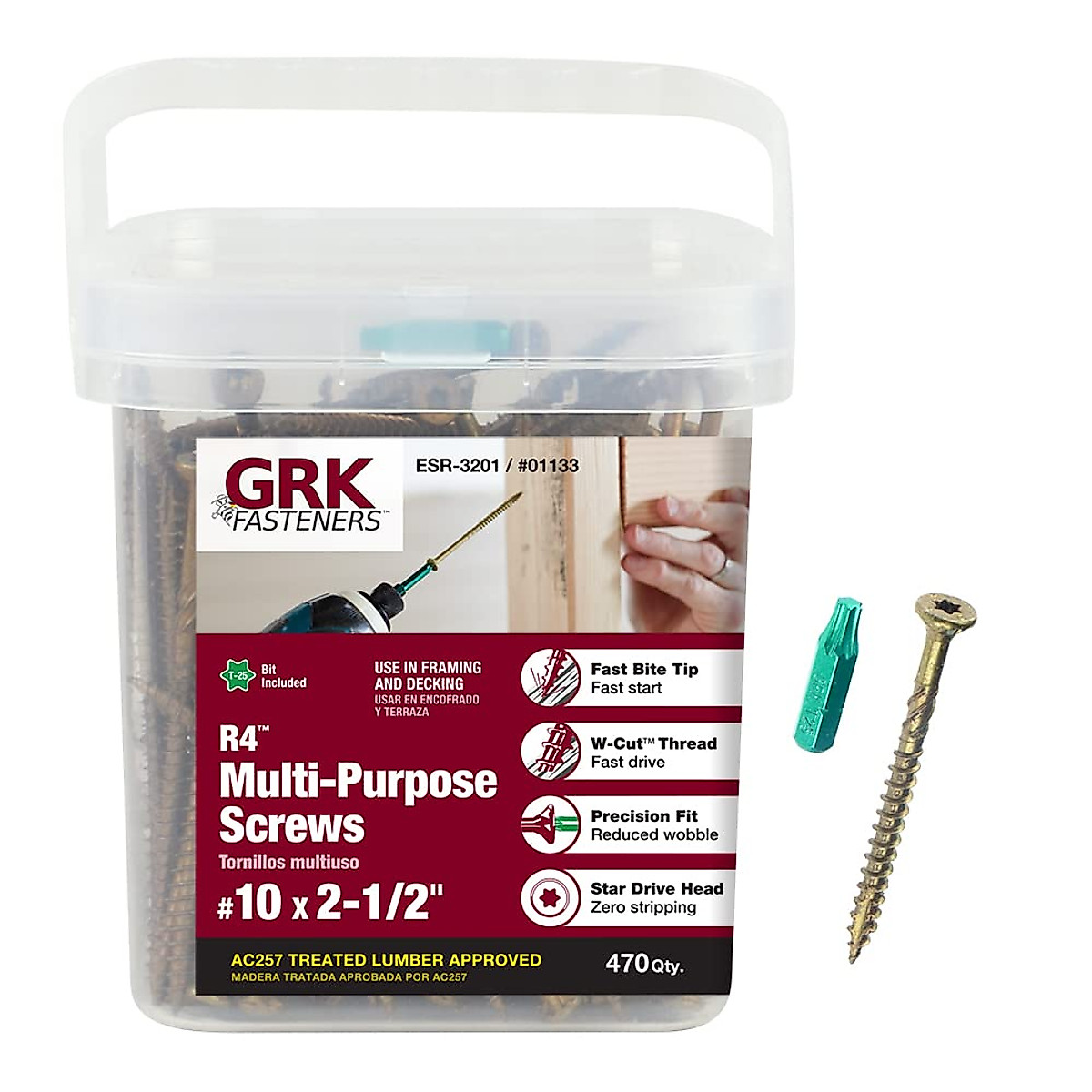 GRK 01133#10 x 2-1/2" R4™ Multi-Purpose Screws 470 Count