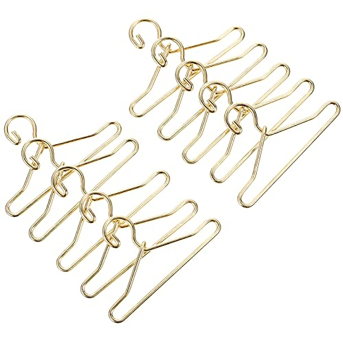 Healifty 50pcs Mini Doll Clothes Hangers Gold Dollhouse Clothes Doll Gown Dress Outfit Holder Metal Miniature Clothes Stand 40mm