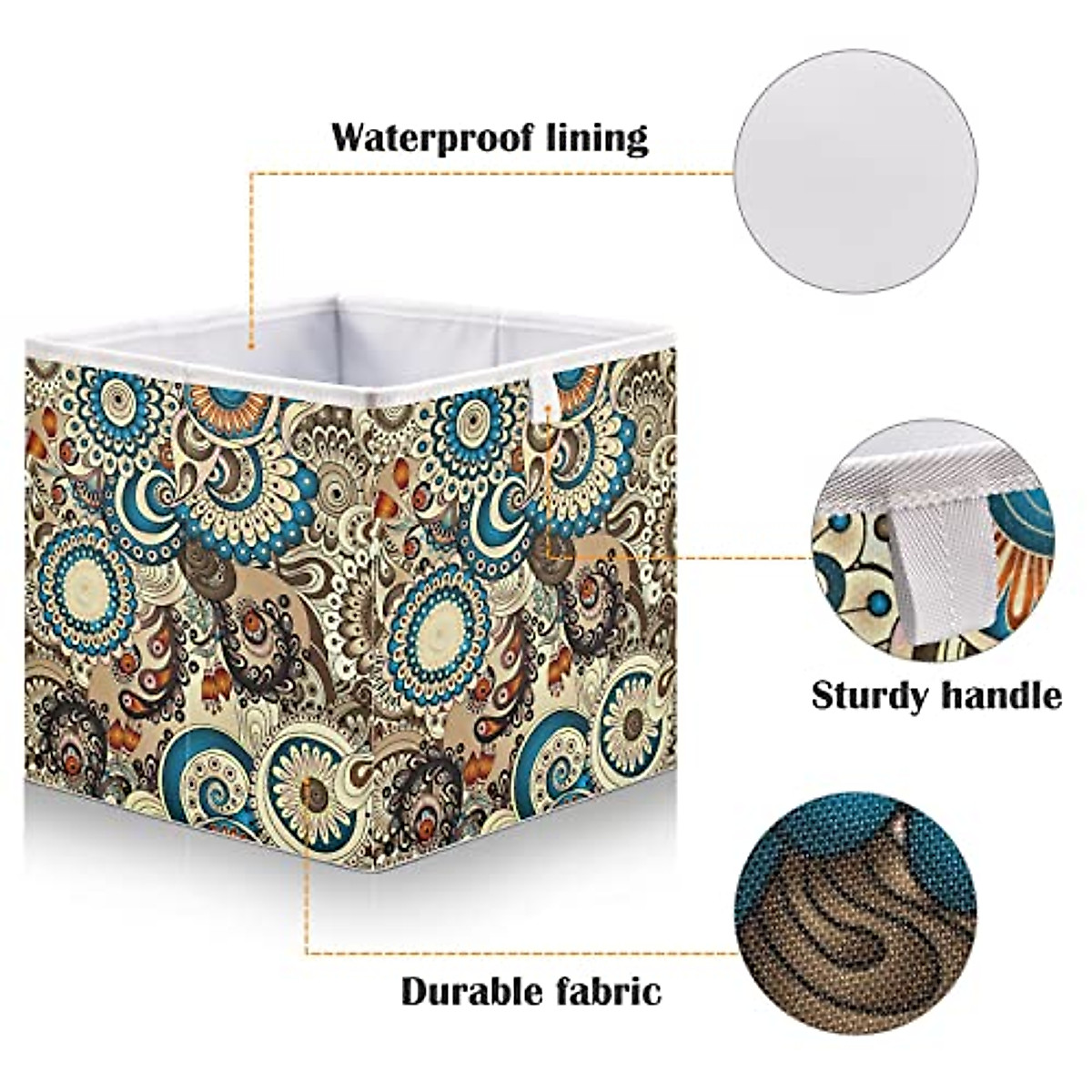 Kigai Paisley Cube Storage Bins - 11x11x11 In Large Foldable Storage Basket Fabric Storage Baskes Organizer for Toys, Books, Shelves, Closet, Home Decor