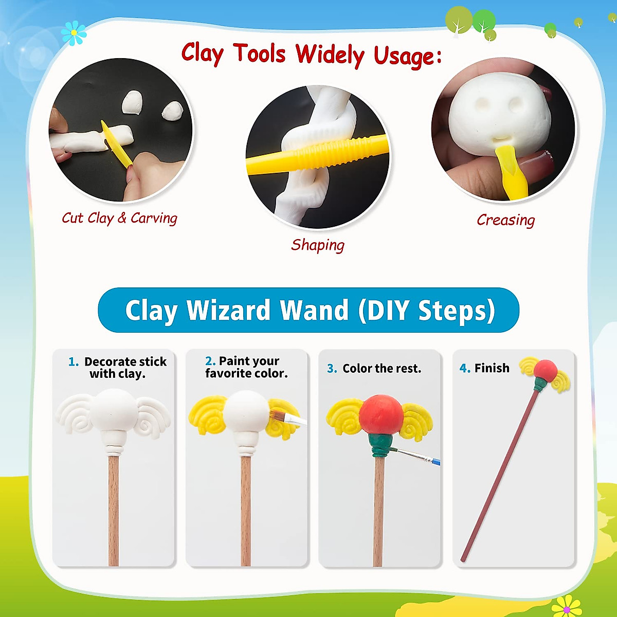 YoHold Magic Wand Making Kit, Wizard DIY Craft Painting Set,DIY Wand Making,Lightning Bolt Tattoo for Halloween Supplies,Kids Gift,Cosplay/Birthday Party Decor,School Student Activities-67pcs in All