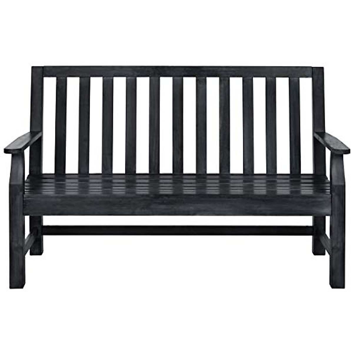 Safavieh PAT6703K Outdoor Collection Indaka Grey Bench, Dark Slate Gray