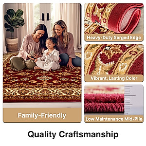 Well Woven Barclay Collection Sarouk Red 2x4 Accent Doormat- for Entryways, Kitchen