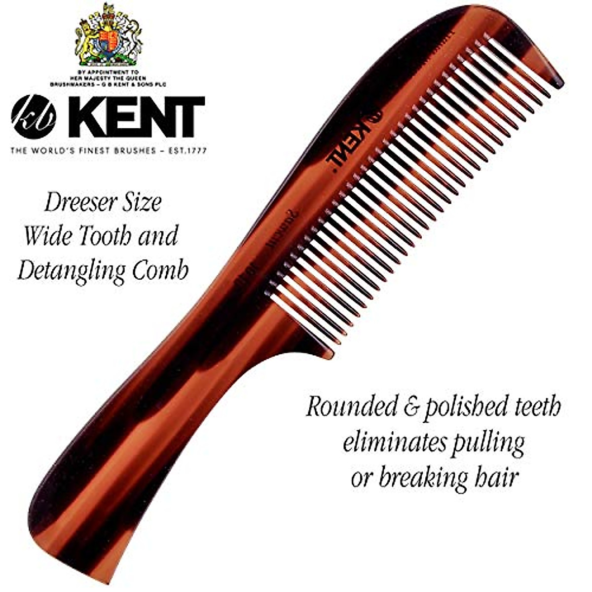 Kent 10T Large Wide Tooth Comb - Rake Comb Hair Detangler / Wide Tooth Comb for Curly Hair - Beard Combs/Hair Comb Hair Care Detangling Comb - Hair Comb for Men Hair Supplies - Natural Hair Comb Set