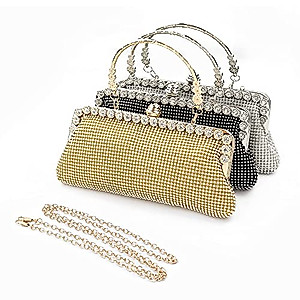 topfive Sparkly Silver Rhinestones Clutch Purse for Women Wedding Prom Party Handbag Evening Formal Bag