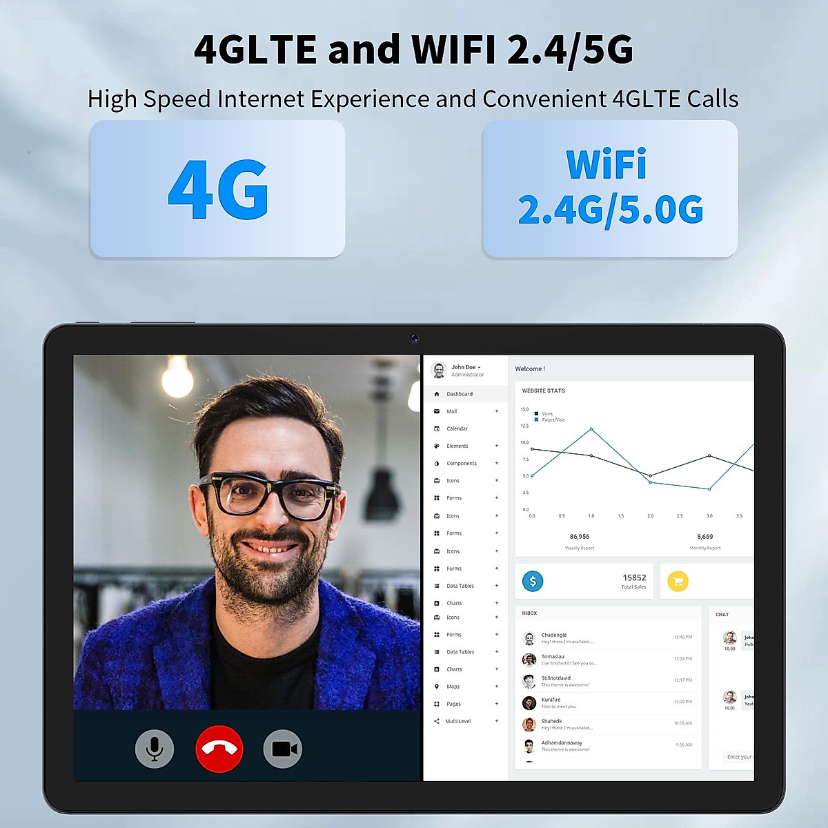 aiprotablet Android 13 Tablet 10.5 inch Tablets, 1920x1200 FHD IPS Display, 4G Cellular Tablet with 8GB RAM 64GB ROM 1TB Expand, Octa-Core Processor, 6000mAh, 8MP+13MP Camera, Face